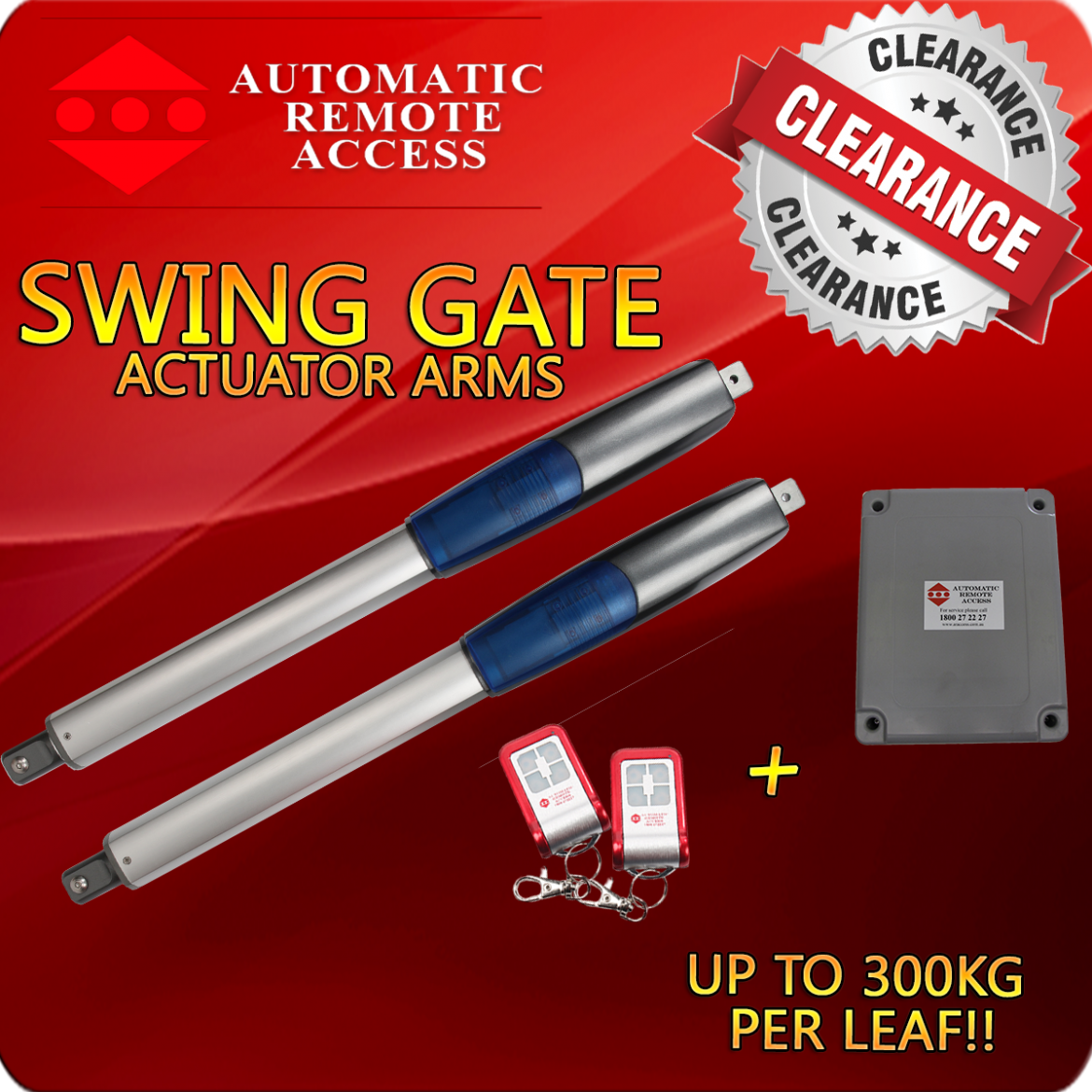 Actuator Driven Swing Gate Opener, 2 x Remotes and 1 x Control Box ...